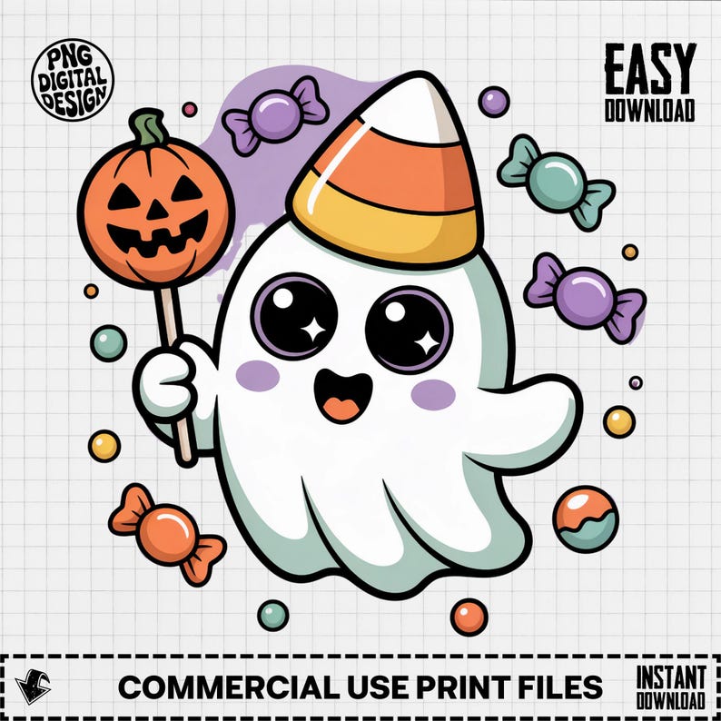 Cute Ghost PNG, Halloween Ghost Clipart, Candy Corn Ghost, Pumpkin ...