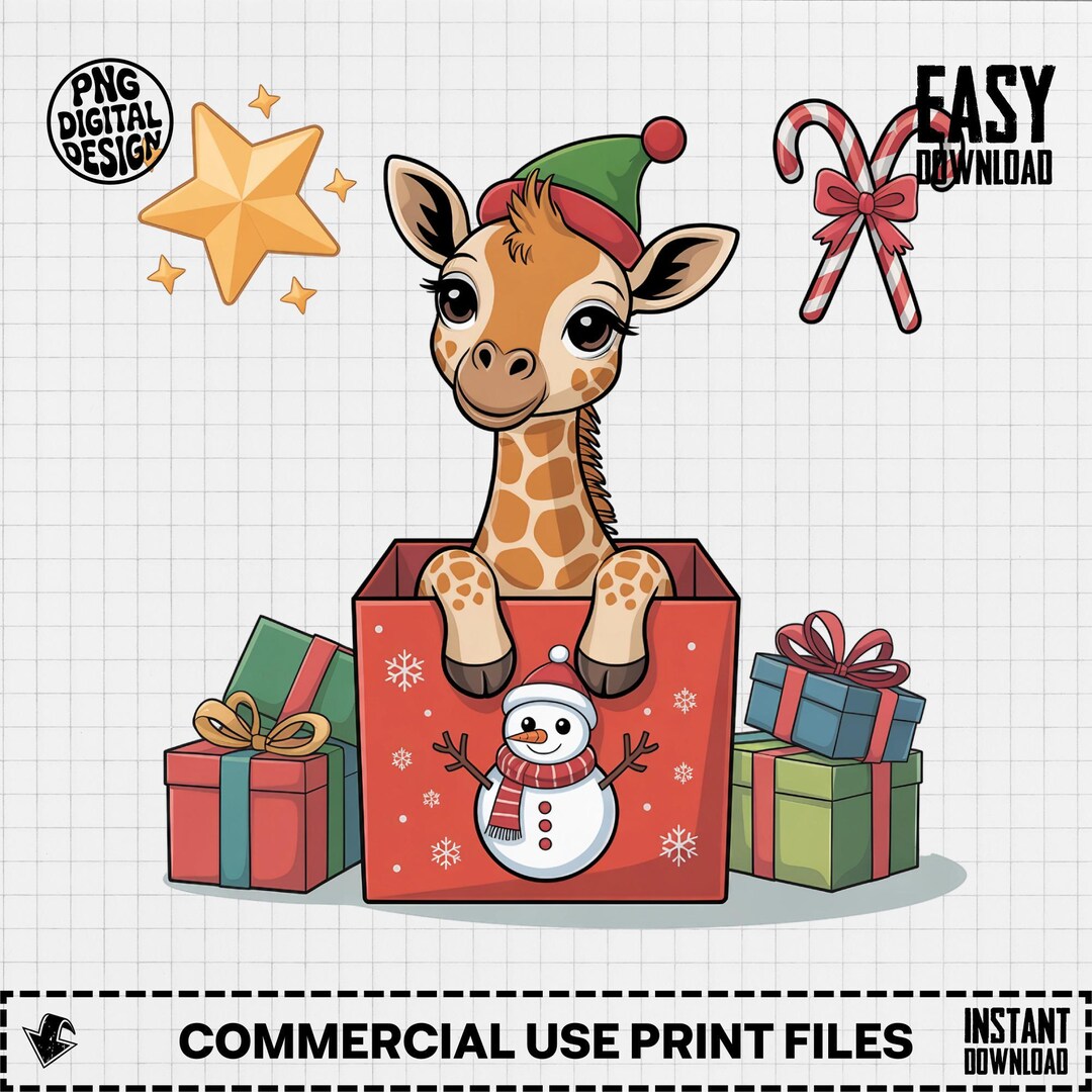 Christmas Giraffe PNG, Giraffe Clipart, Xmas Png, Giraffe in Box Png ...