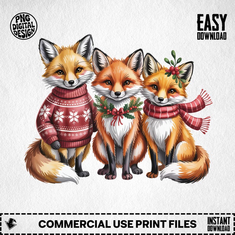 Woodland Christmas Clip Art Bundle, Cute Holiday Animal PNG Set, Forest ...