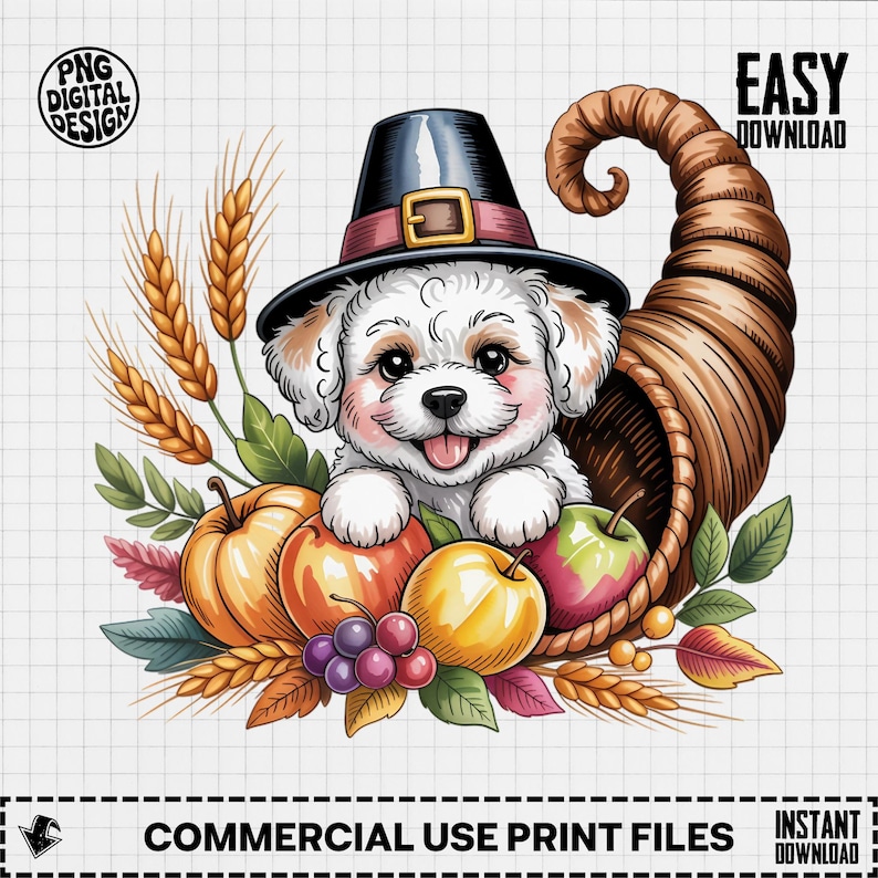 Puppy Thanksgiving Png, Dog Cornucopia, Fall Harvest, Pilgrim Hat ...
