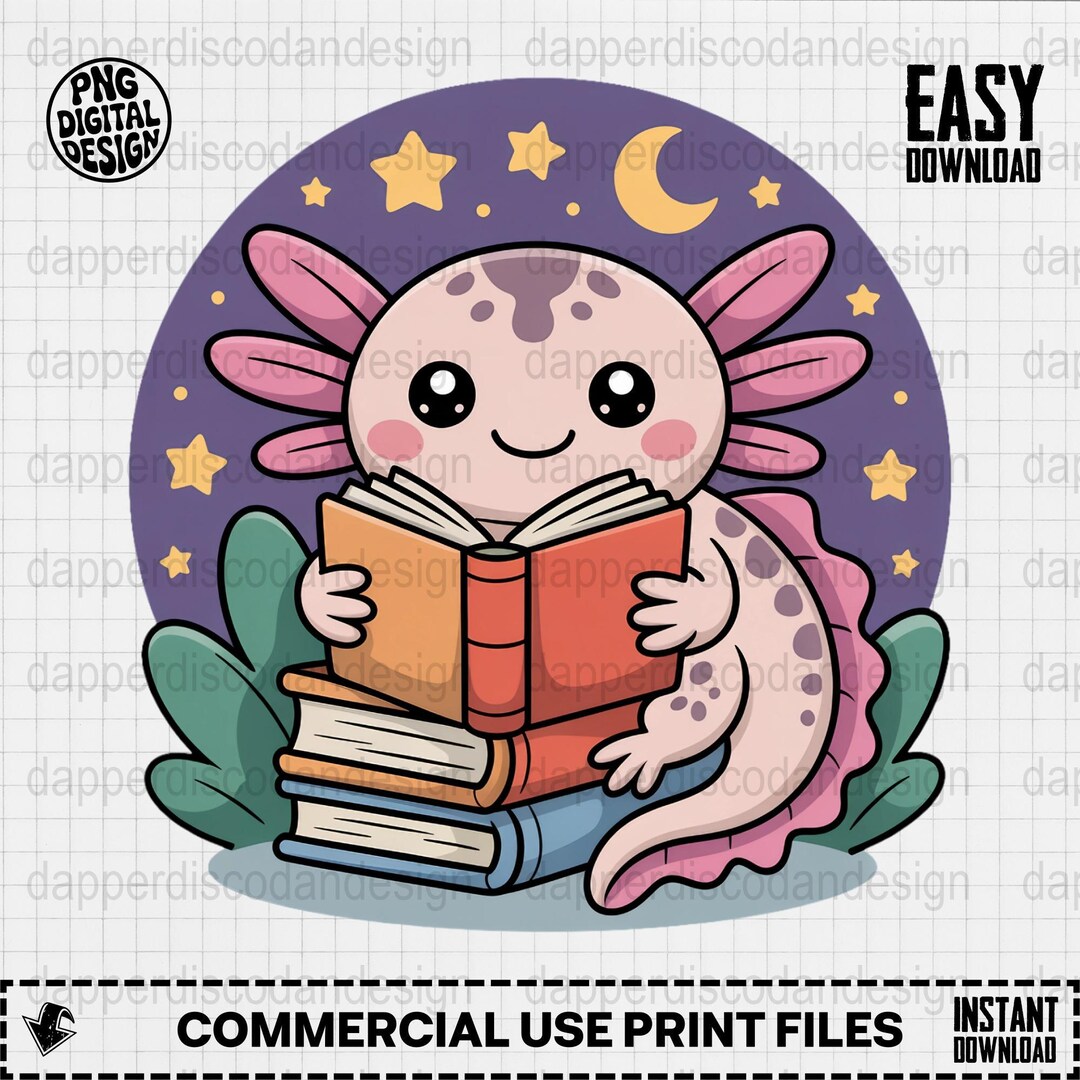 Cute Reading Axolotl Clipart Teacher Classroom PNG Kawaii Axolotl With ...