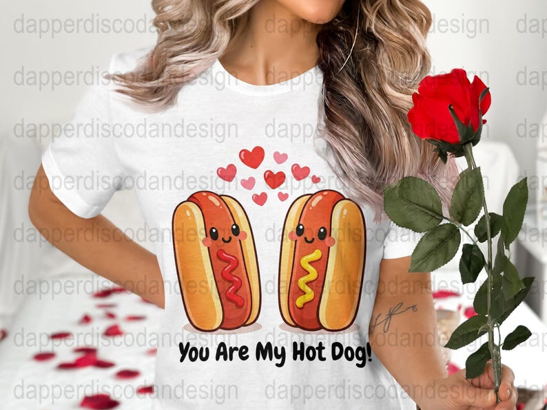 Cute Hot Dog Valentine Clip Art You Are My Hot Dog Kawaii Food Pun ...