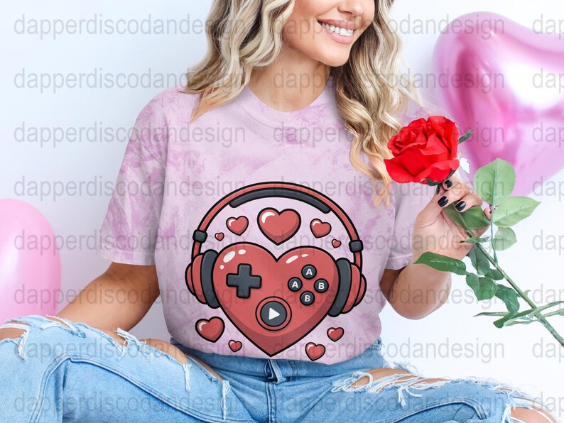 Gamer Valentine Heart Controller PNG Gaming With Headset for Shirts and ...