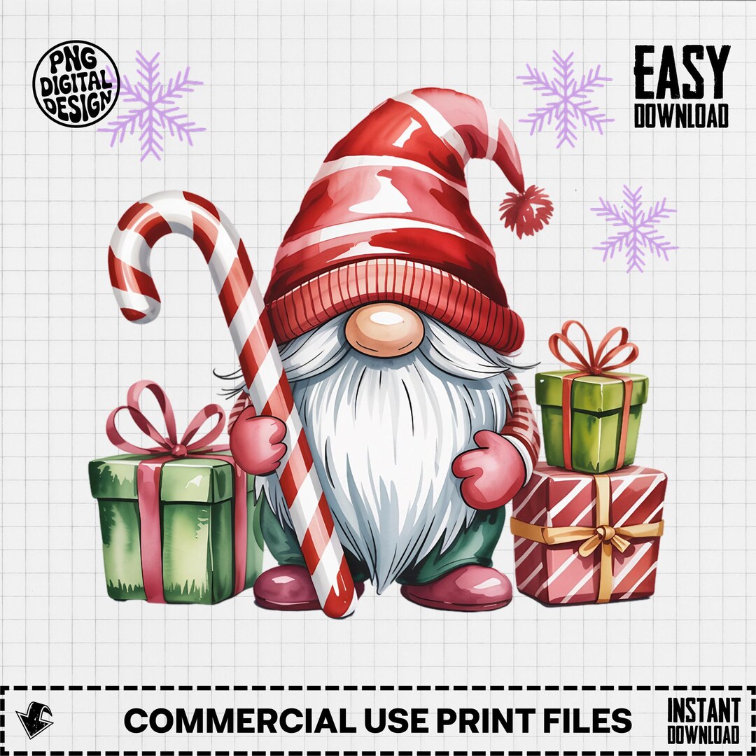 Christmas Gnome PNG, Holiday Gnome Clipart, Candy Cane Png, Gift Png ...