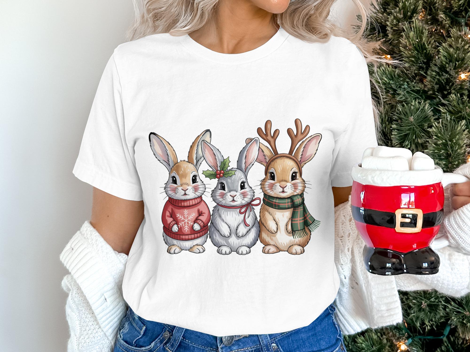 Christmas Bunny PNG, Winter Rabbit Clipart, Holiday Animal Png, Cute ...