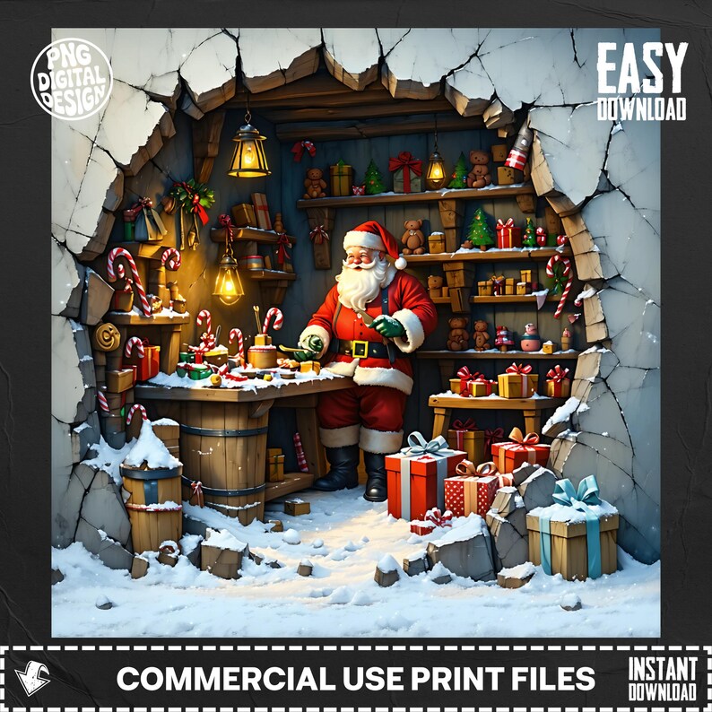 Santa's Workshop Png, Santa Clipart, Christmas Png, Santa Making Toys ...