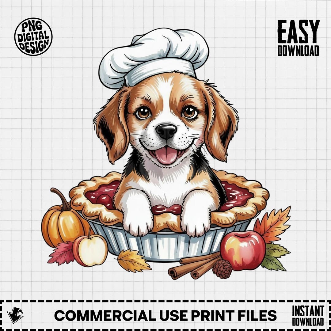 Beagle Dog PNG, Chef Dog Clipart, Thanksgiving Png, Pie Png, Autumn ...