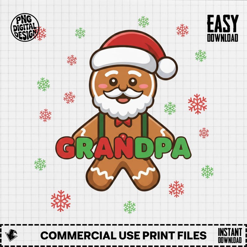 Grandpa Gingerbread, Christmas Png, Holiday Clipart, Cute Santa ...