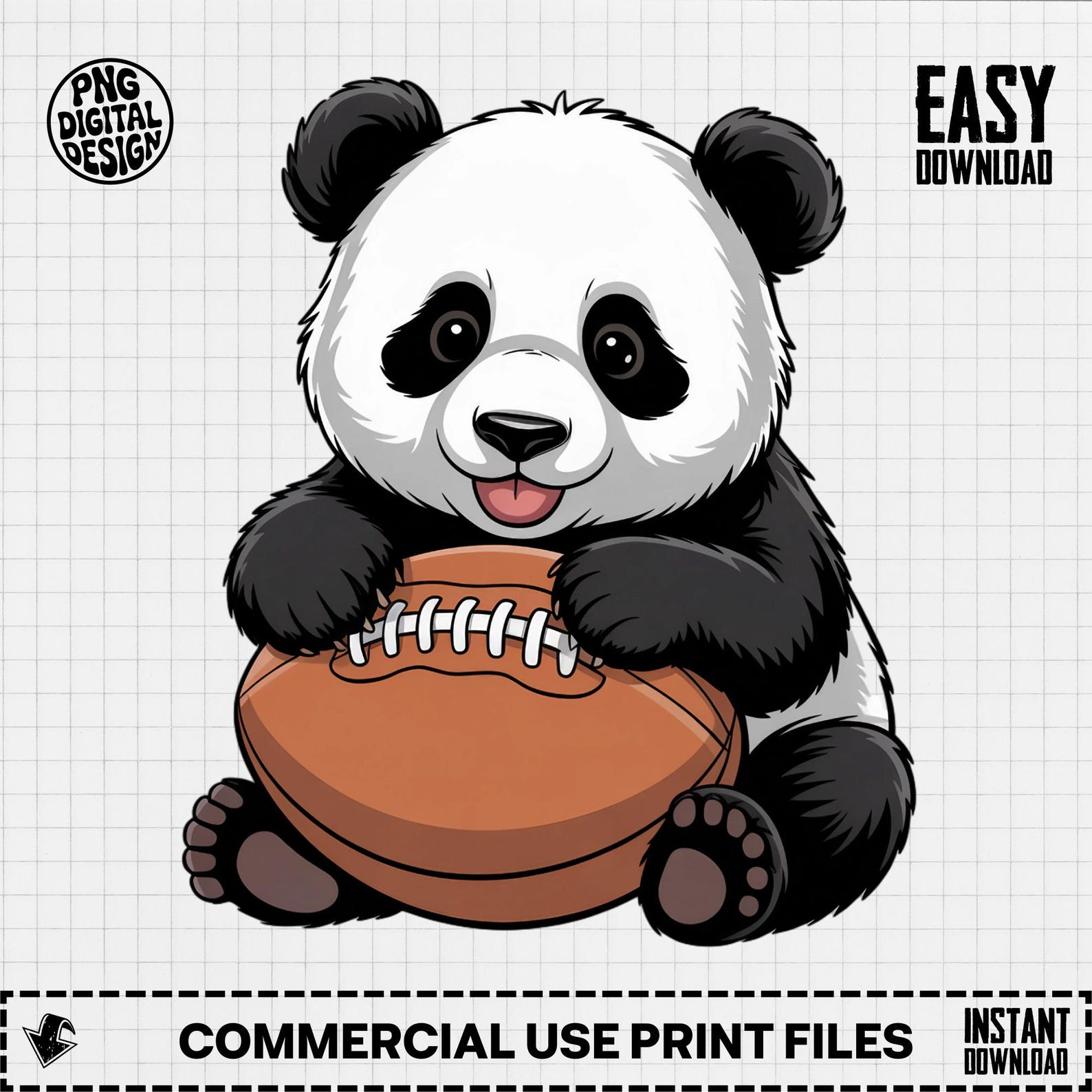 Panda Football PNG, Cute Panda Bear Clipart, Football Lover Panda ...