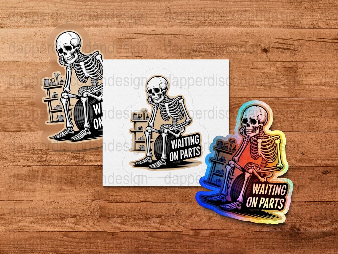 Funny Skeleton Mechanic Clipart Waiting on Parts PNG Garage Humor ...