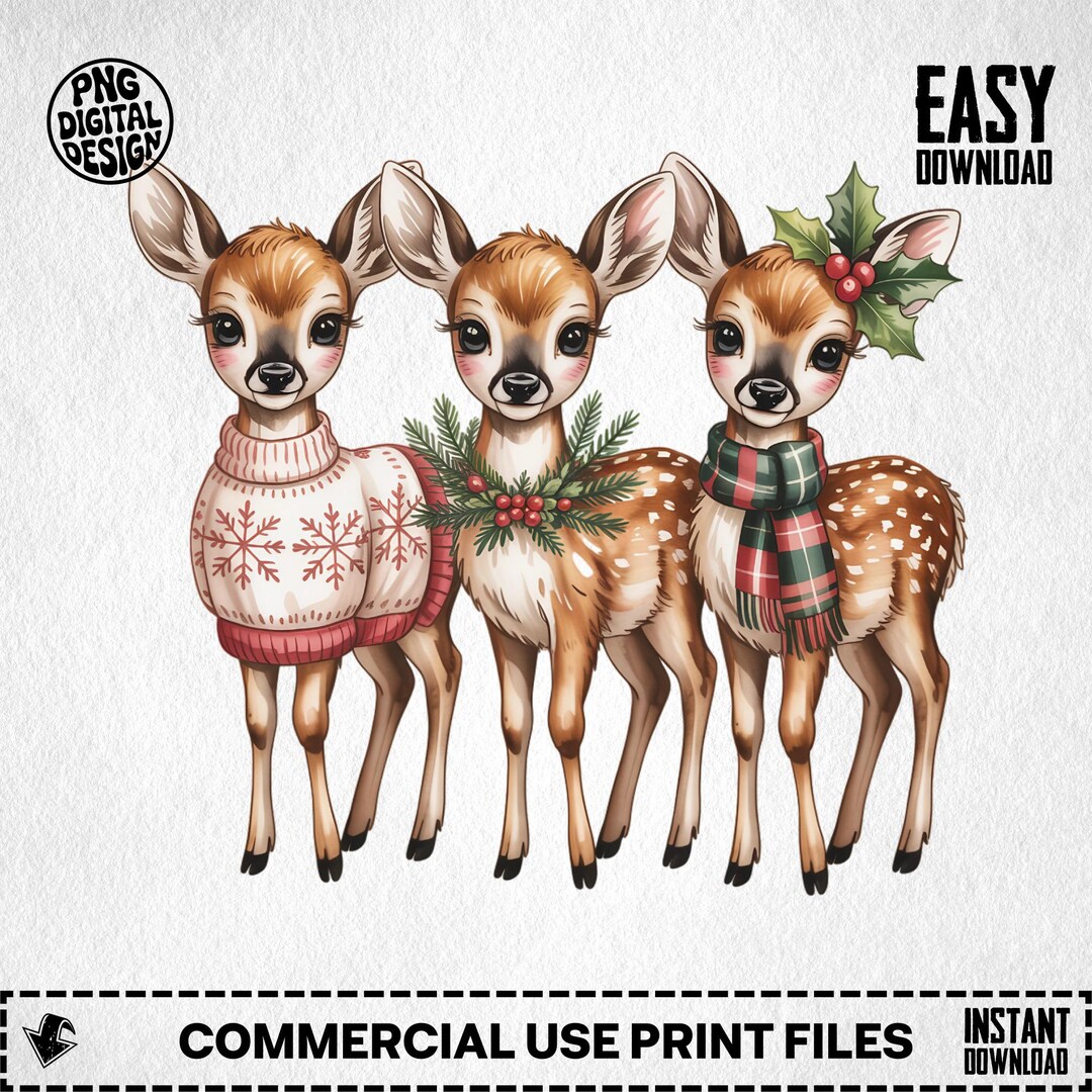 Woodland Christmas Clip Art Bundle, Cute Holiday Animal PNG Set, Forest ...