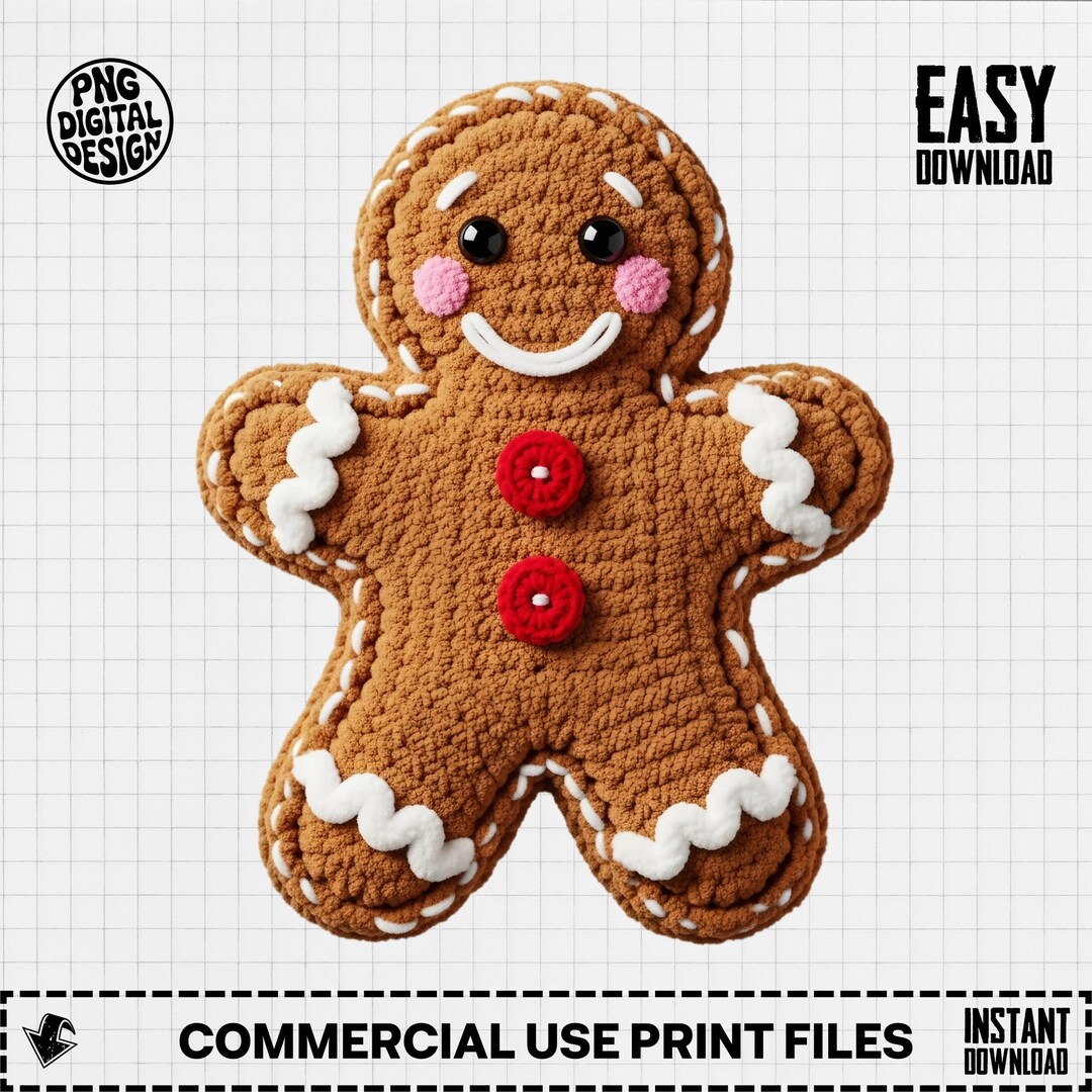 Christmas Crochet Gingerbread Cookie Boy PNG, Cute Holiday Clipart ...