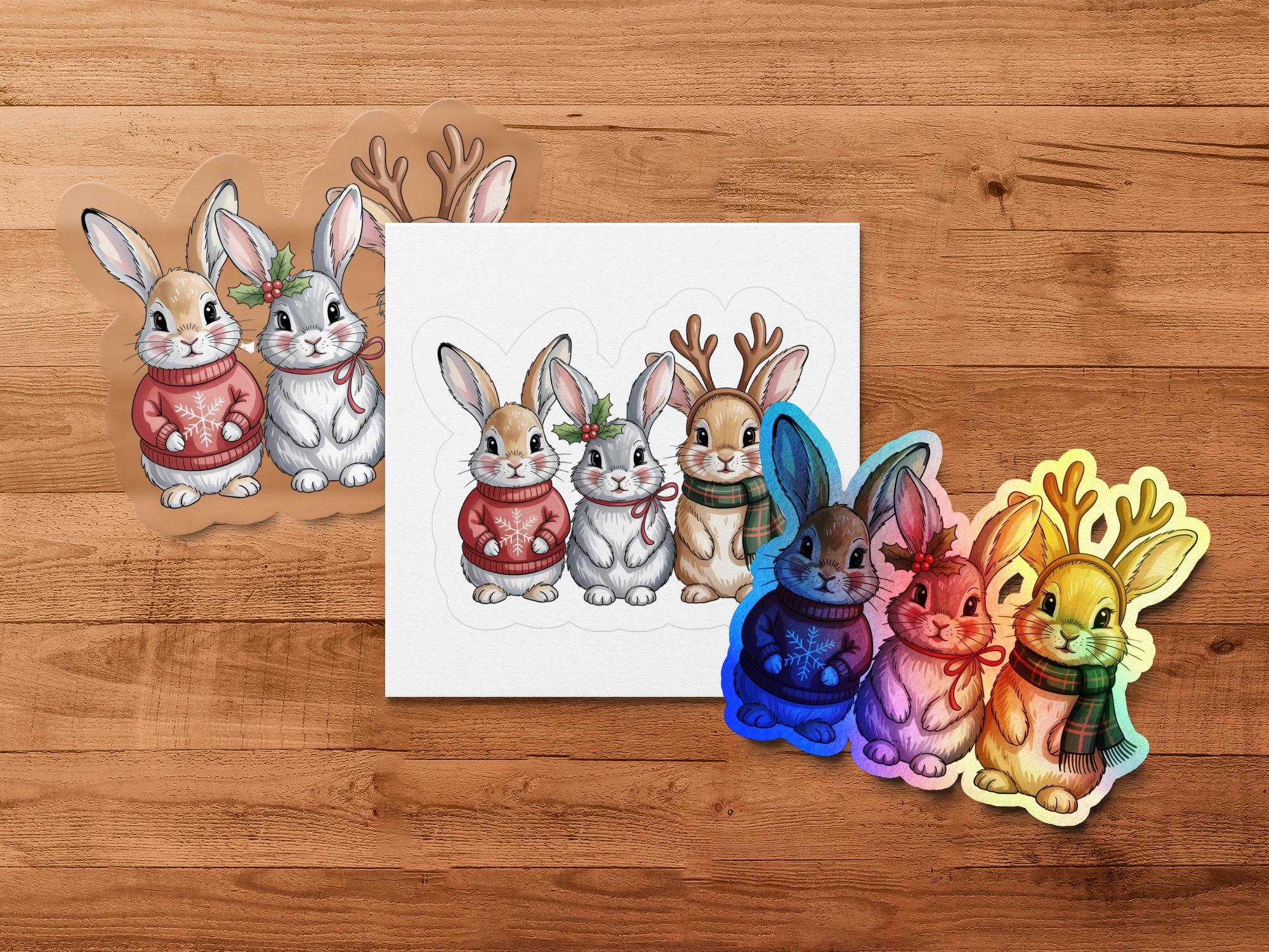 Christmas Bunny PNG, Winter Rabbit Clipart, Holiday Animal Png, Cute ...