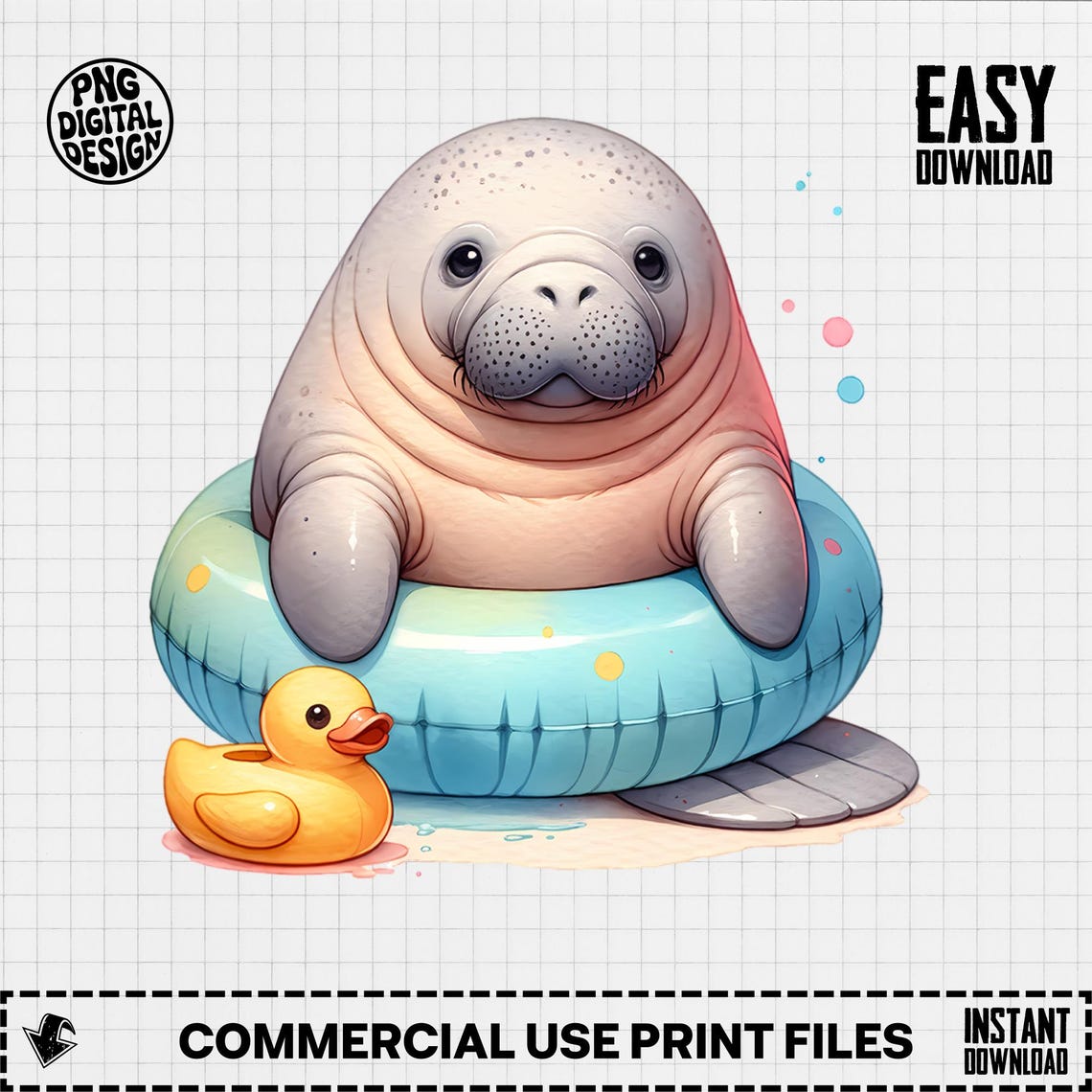 Manatee Png, Seal Png, Rubber Duck Png, Pool Float Png, Cute Animal Png ...