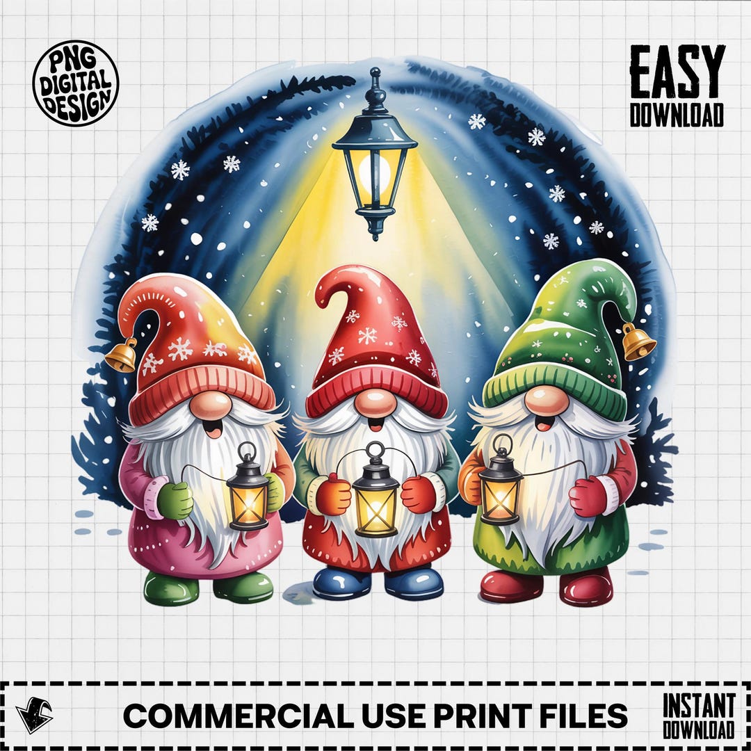 Winter Gnomes With Lanterns PNG, Watercolor Christmas Gnomes Clipart ...