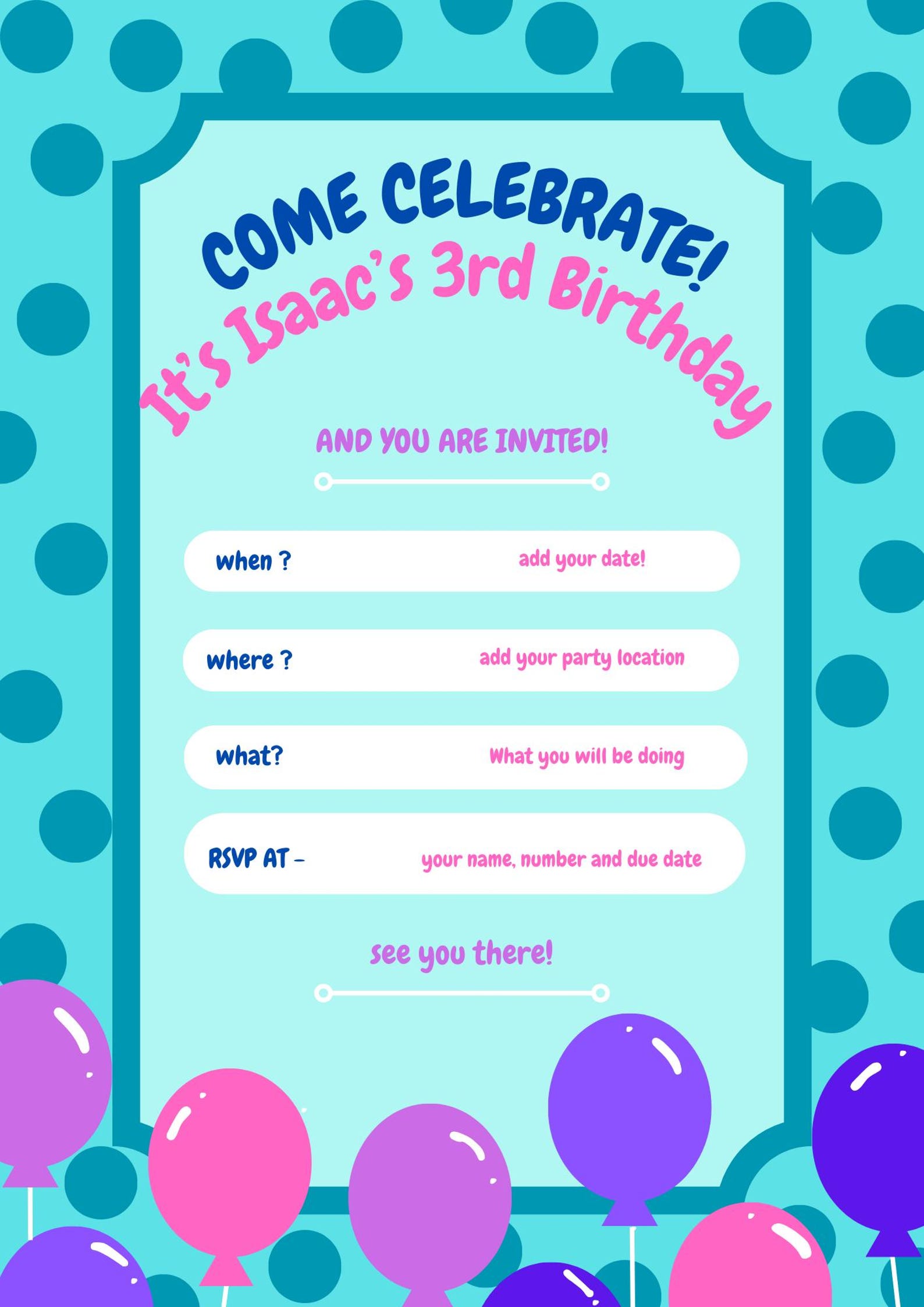 Editable/printable Birthday Invitations - Etsy