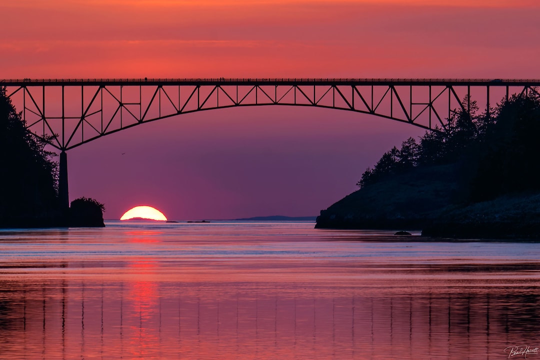 Deception Pass Bridge Sunset Photo – Pacific Northwest Wall Art ...
