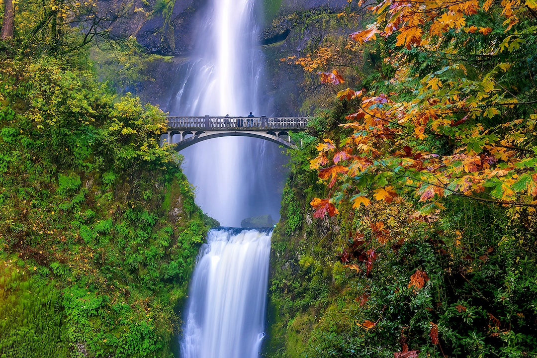 Multnomah Falls in Fall Colors – Oregon Nature Photography - Multnomah ...
