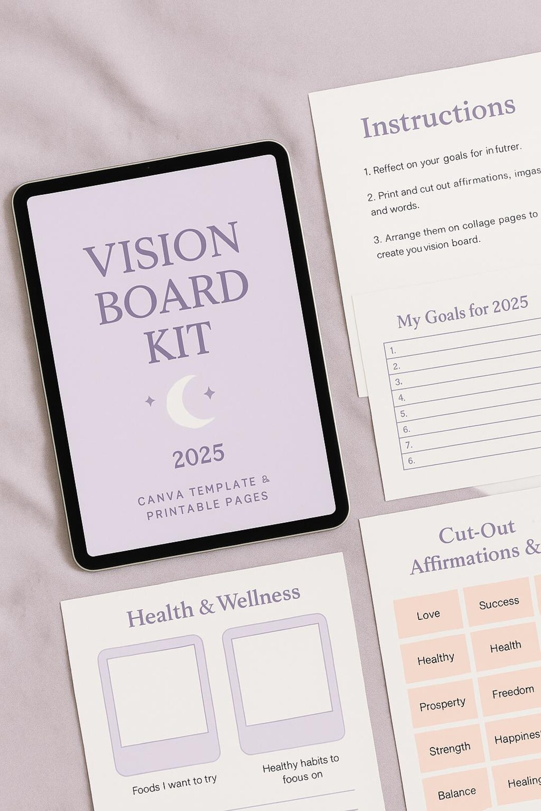 2026 Vision Board Kit Printable | Goal-setting Journal & Collage Pages ...