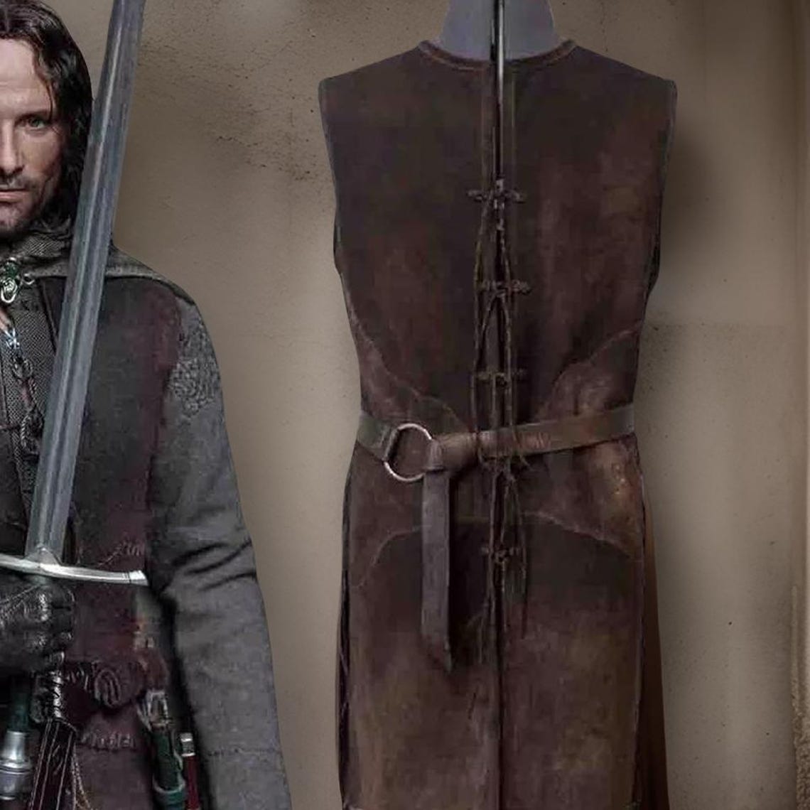 Aragorn Strider Leather Vest – Lord of the Rings Cosplay Vest – Aragorn ...