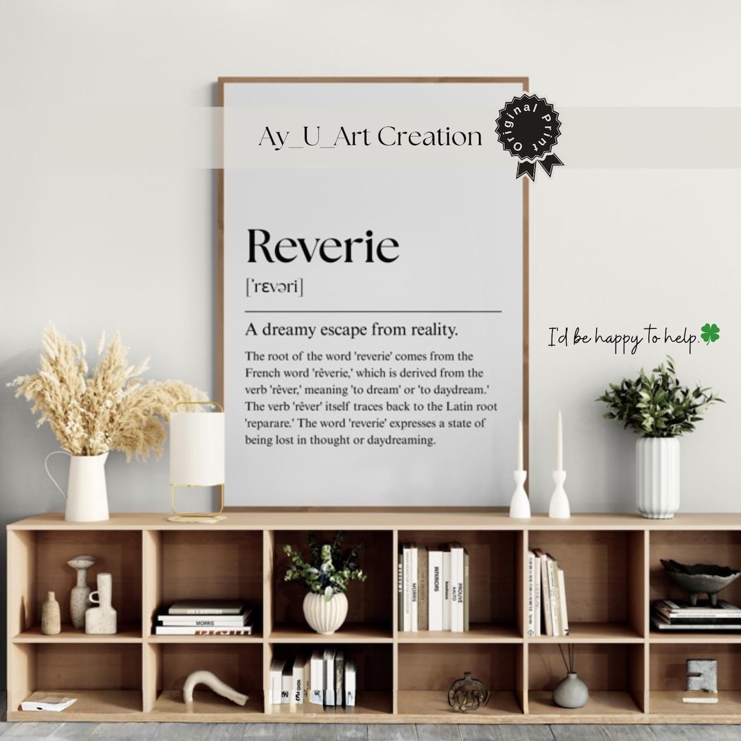 Reverie Definition Print, Minimalist Word Art, Office Home Decor ...