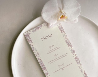 Timeless Blue Toile Wedding Menu Card Editable Template, Blue Floral ...