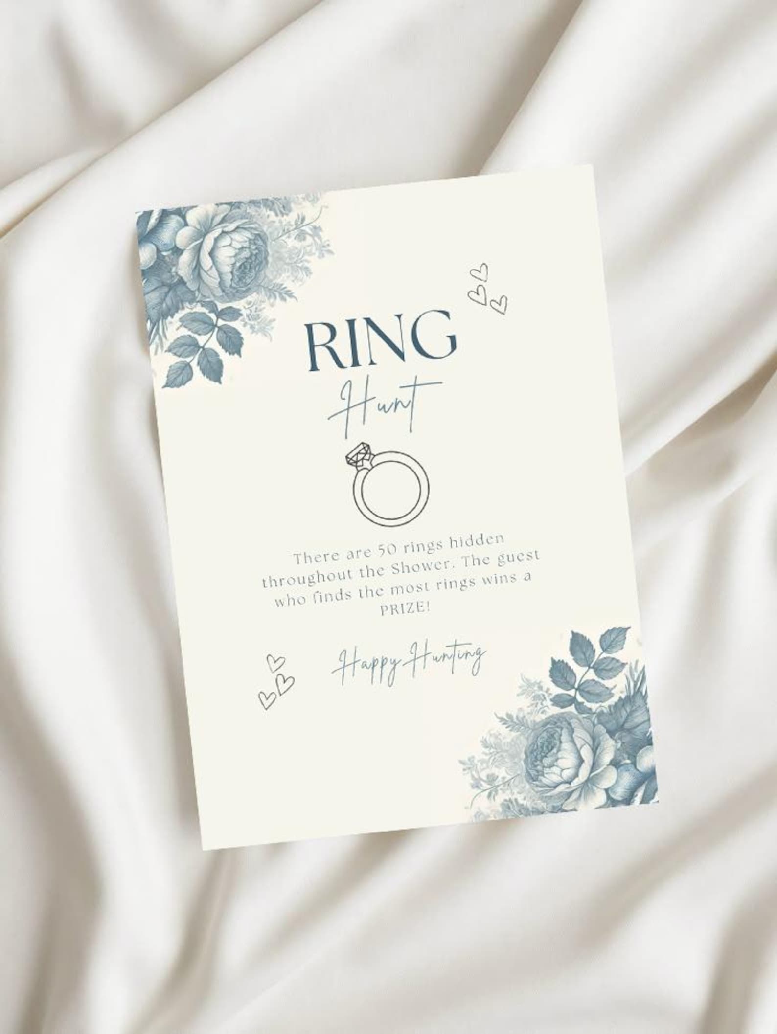 Ring Hunt Bridal Shower Game Template, Blue Floral Bridal Shower ...