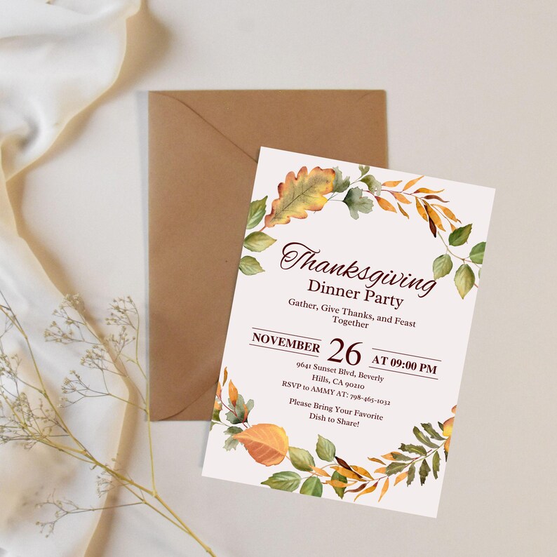 Editable Dinner Party Invitation Template |friendsgiving| Rehearsal ...