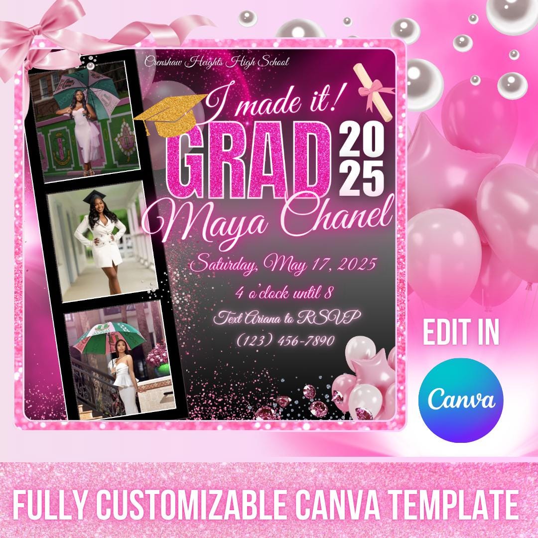 Graduation Flyer Canva Template 2025 High School and College Graduation ...
