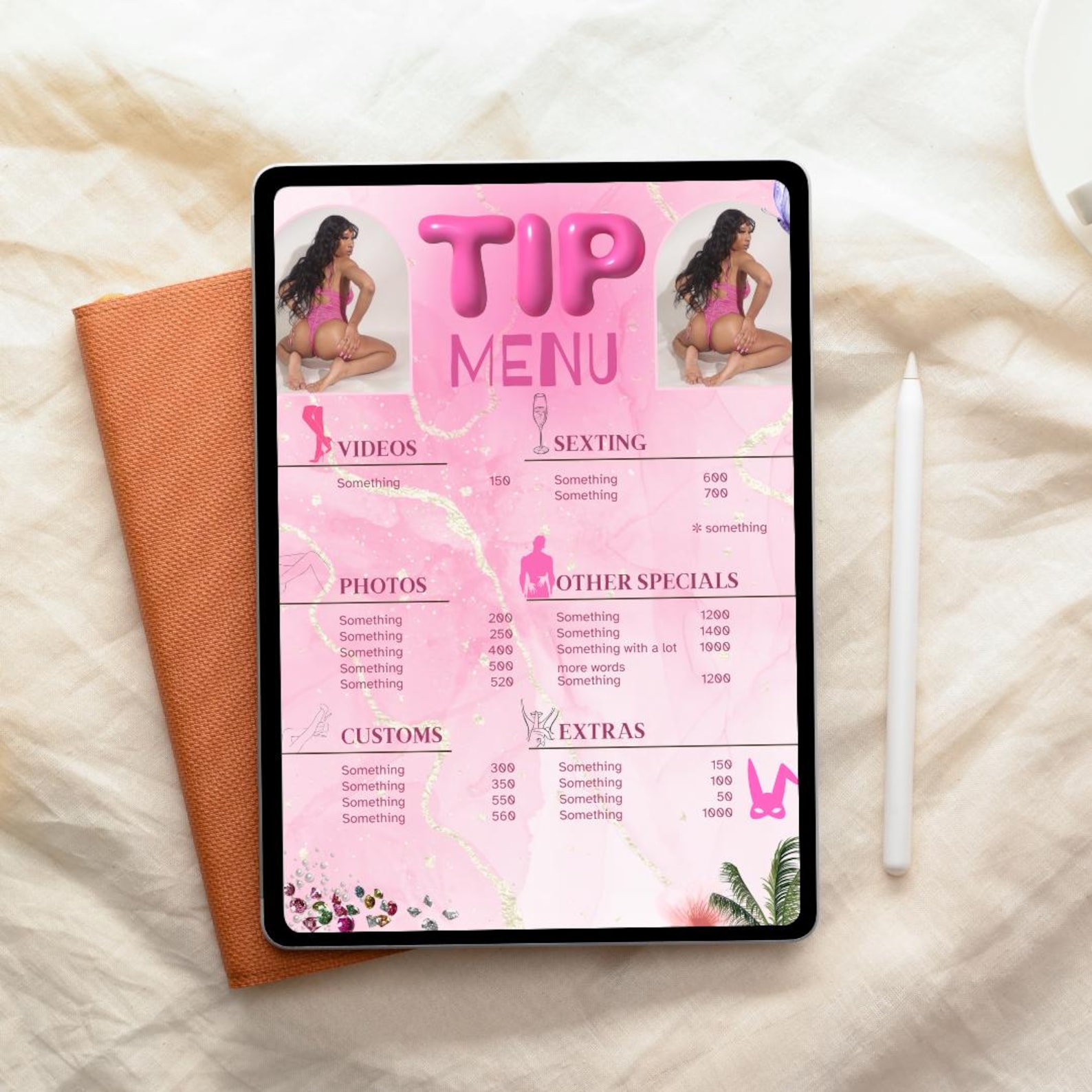 Onlyfans Tip Menu Editable Canva Template Pink Onlyfans Fansly Tip Menu ...