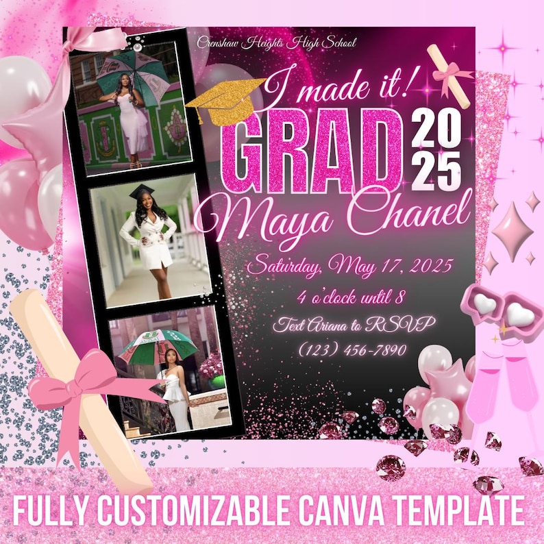 Graduation Flyer Canva Template 2025 High School and College Graduation ...
