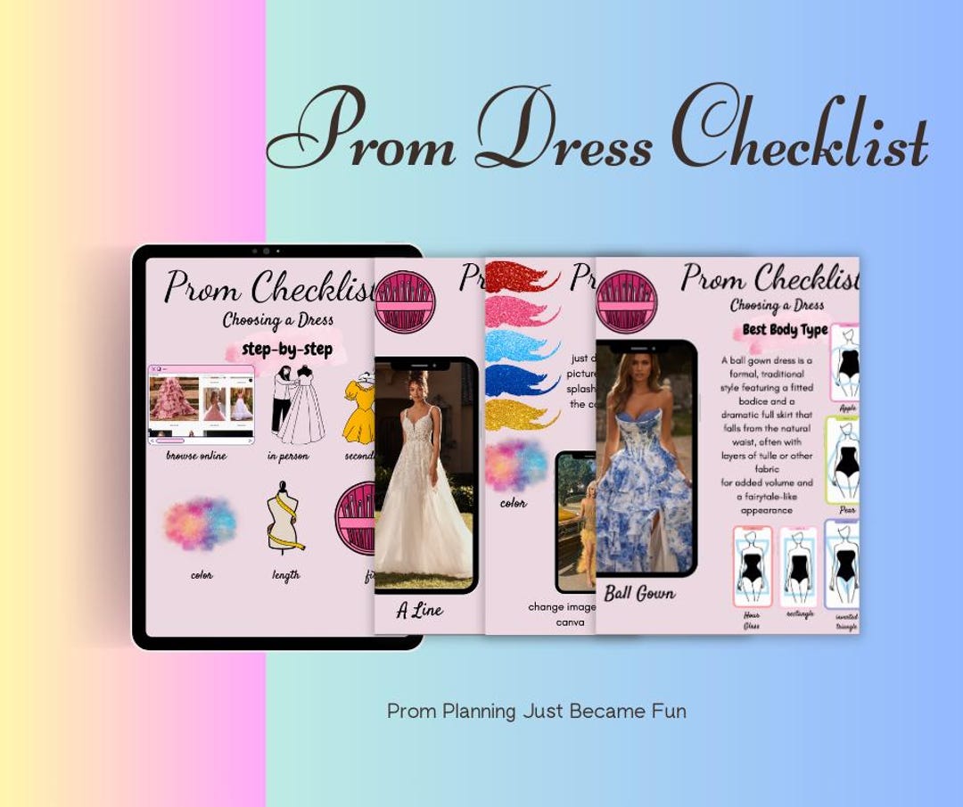 Printable Prom Dress Checklists for High School Prom Event Planning ...