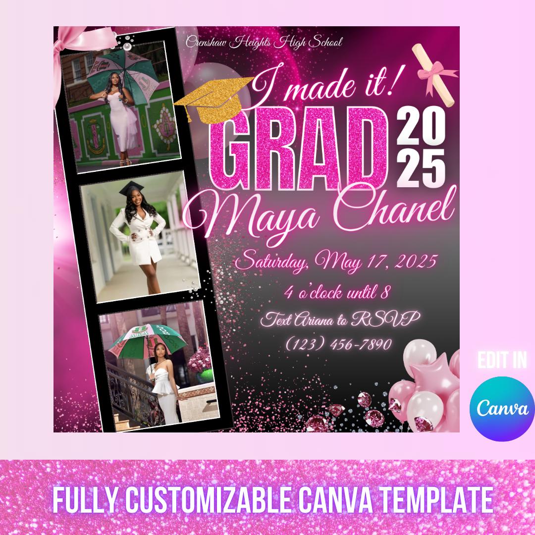 Graduation Flyer Canva Template 2025 High School and College Graduation ...