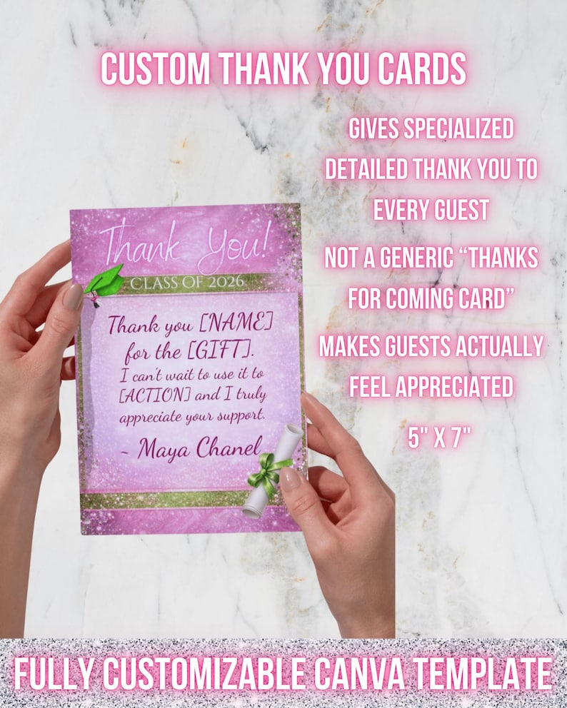 Graduation Flyer Bundle Kit 2026 Pink Graduation Party Bundle Canva ...