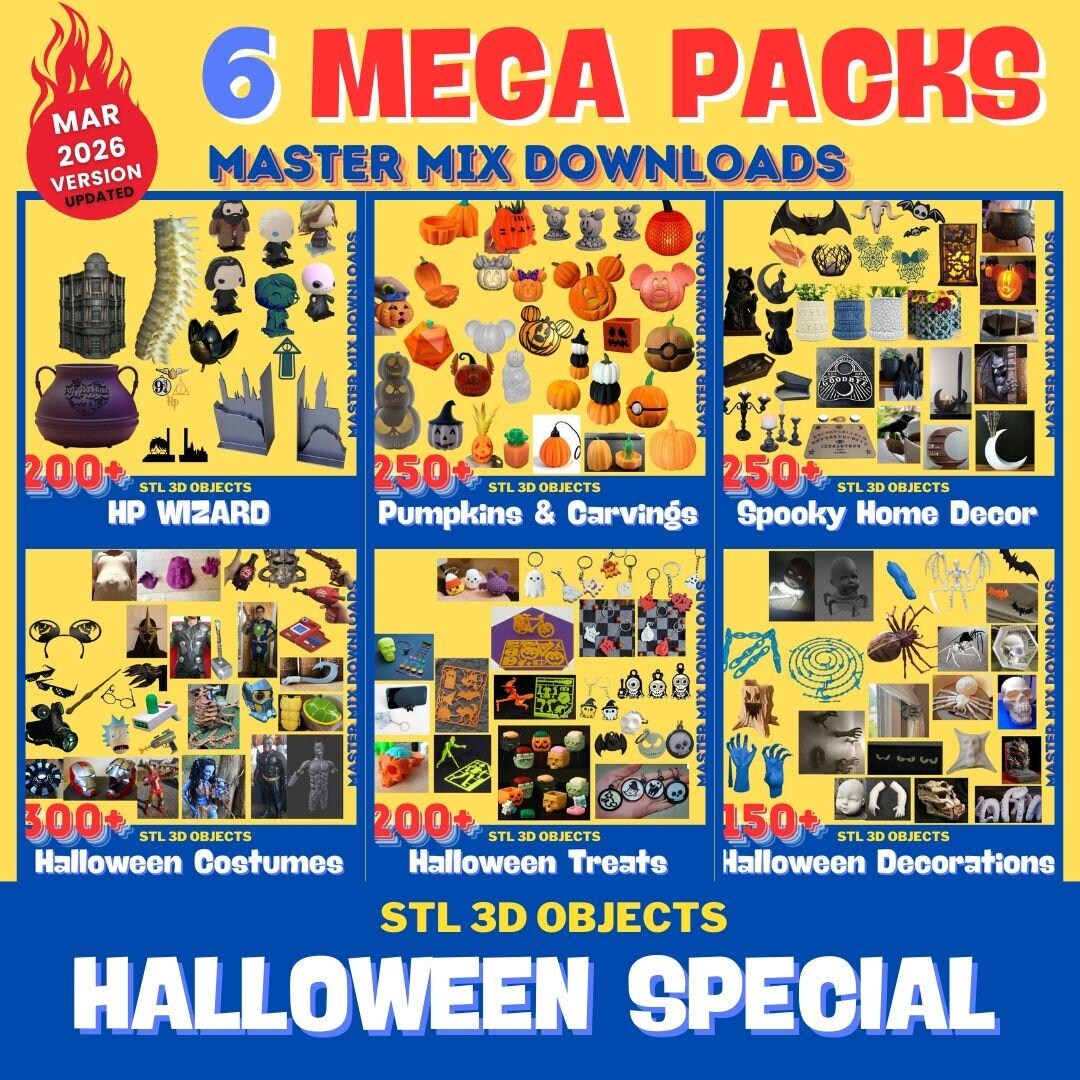 Halloween 3D Printer STL Mega Pack – 1500+ Pumpkins, Costumes, Props ...