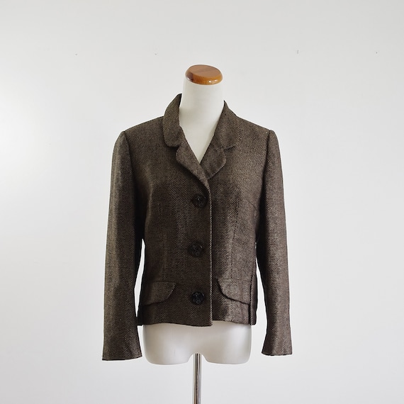 Vintage Womens 60s Jacket, 1960s Blazer, Brown and Bl… - Gem