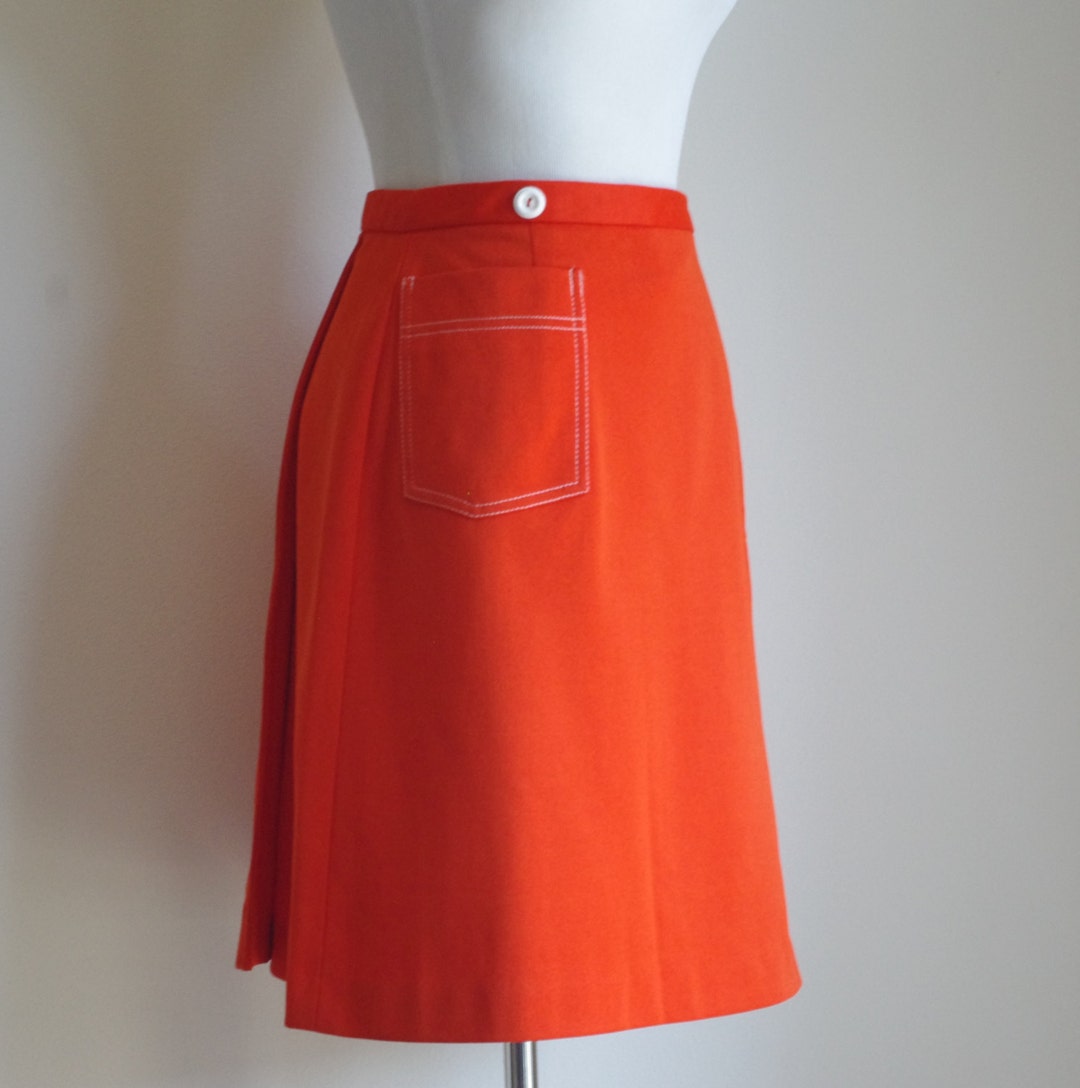 Vintage 70s Orange Skort: Double Knit Polyester Skirt Shorts - Etsy