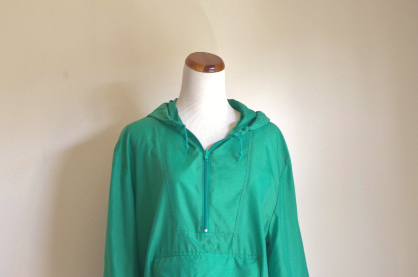 Vintage Green Jacket, Mens Jacket, Kelly Green Pullover Jacket, Nylon ...