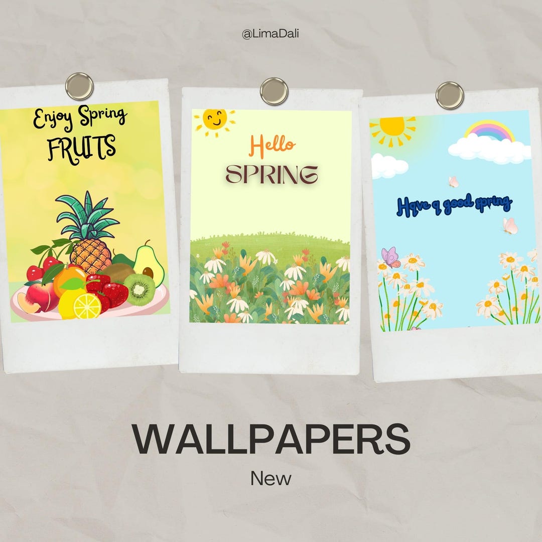 8 Cute Spring Colors Digital Paper, Seamless Pattern Set on Digital ...