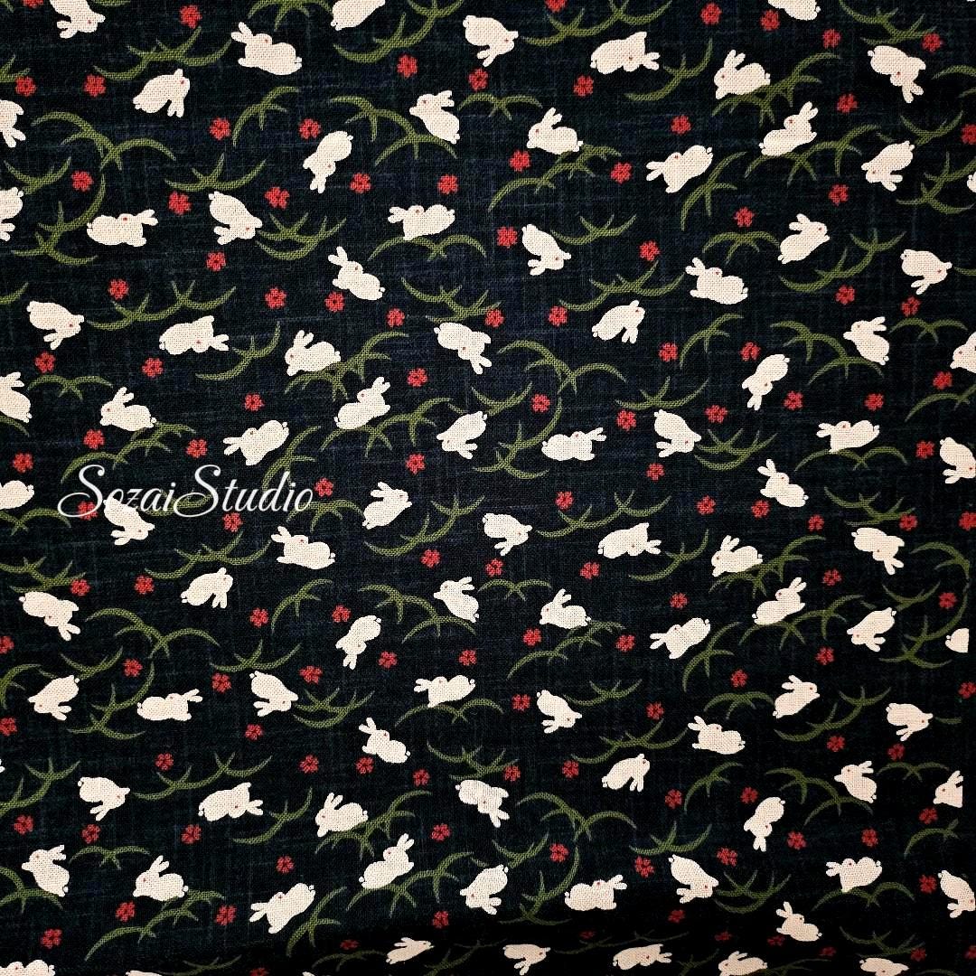 1 Yard Indigo Rabbit Slub Cotton Fabric: Hand-dyed Japanese Wagara ...