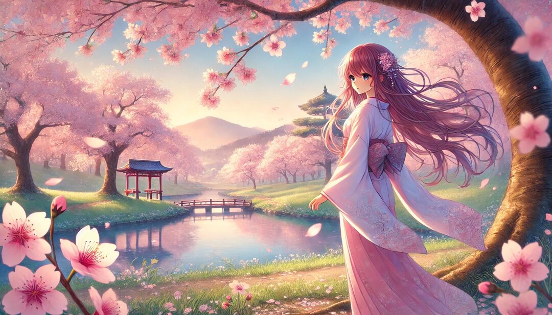 Spring Cherry Blossom Anime Art - Etsy