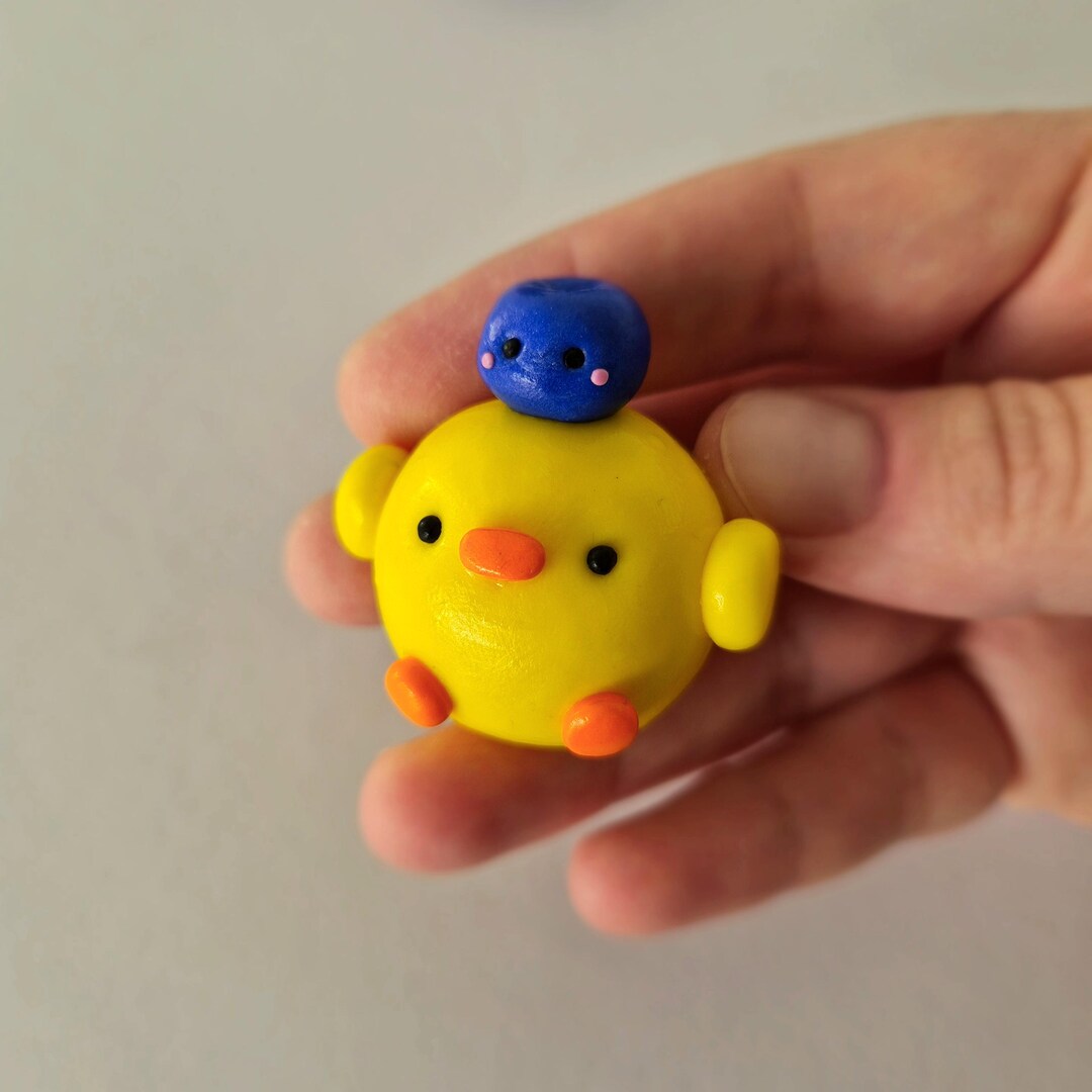 Duck Desk Buddy : Duck Figurine Polymer Clay Good Luck Charm Pocket Pal ...