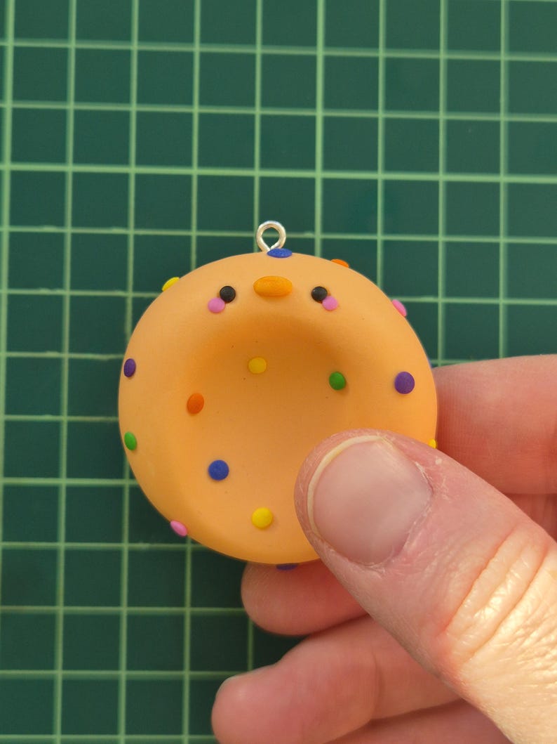 Mochi Duck Worry Stone: Polymer Clay Anxiety Relief Keychain Peach ...