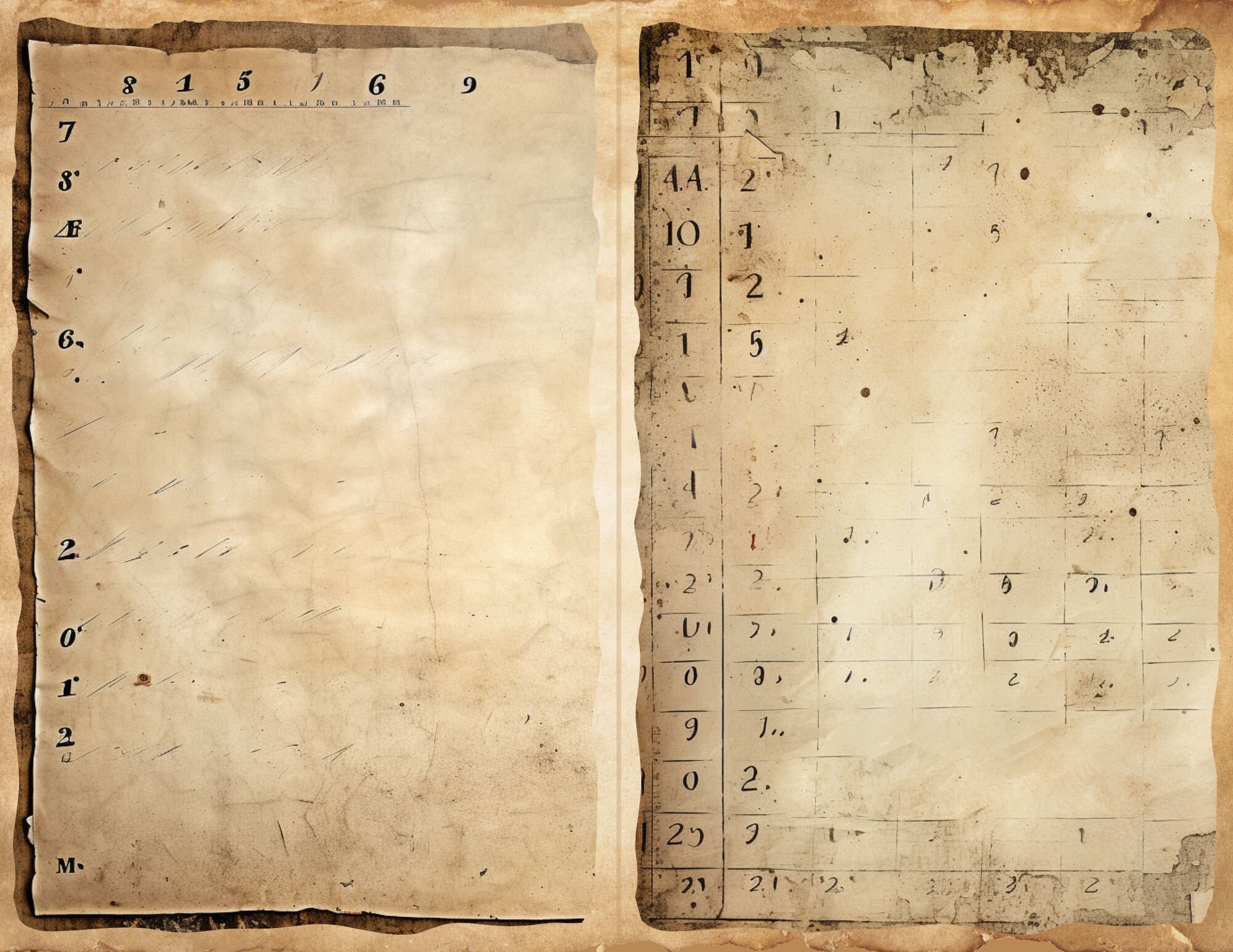 Old Vintage Torn Paper With Numbers Cards Mix Media Collage Junk ...