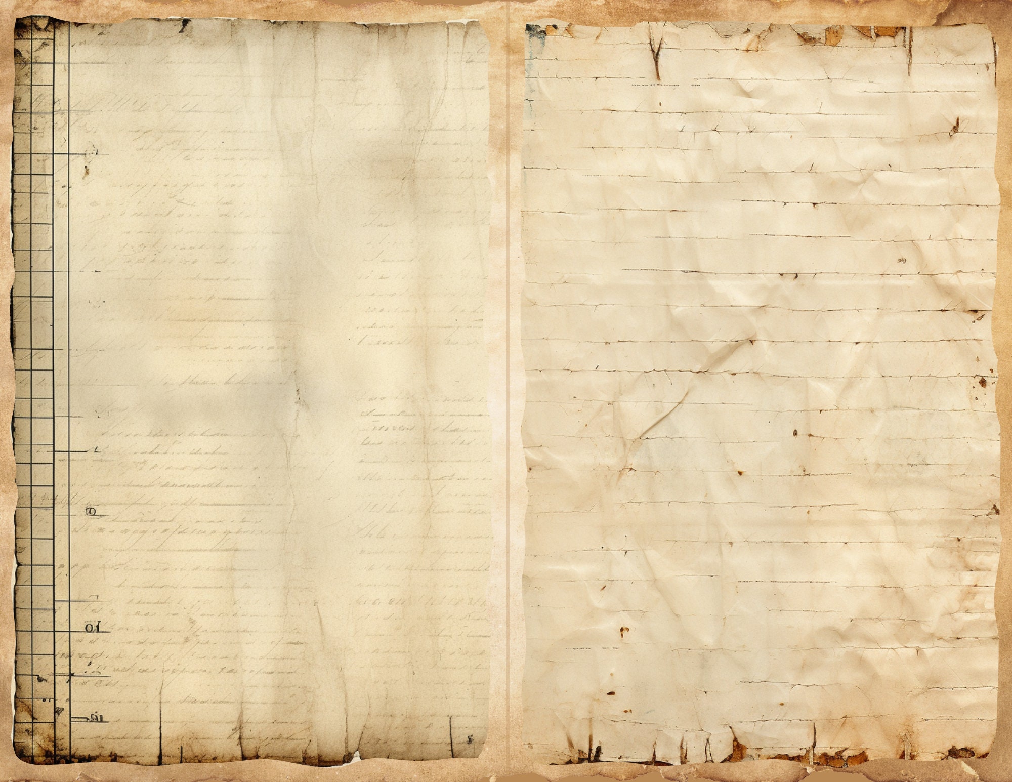 Vintage School Paper With Lines Distressed Half Paper Collage Junk ...