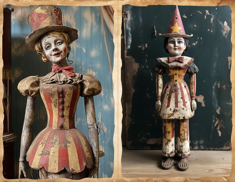 Vintage Rustic Metal Circus Performer Toy, Antique Printable Half Pages ...