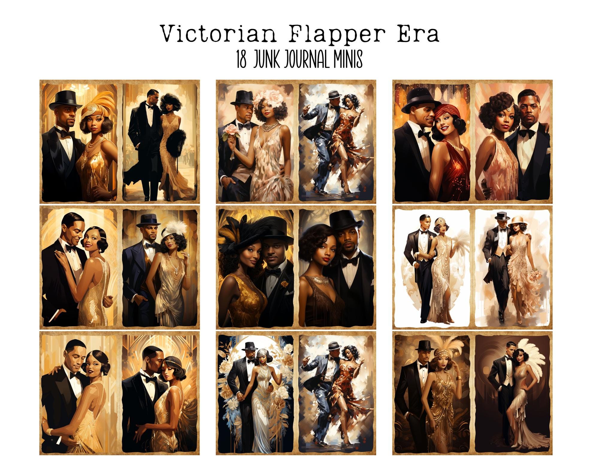 Vintage 1920s Style Illustration Flapper Style Era Black Couple ...