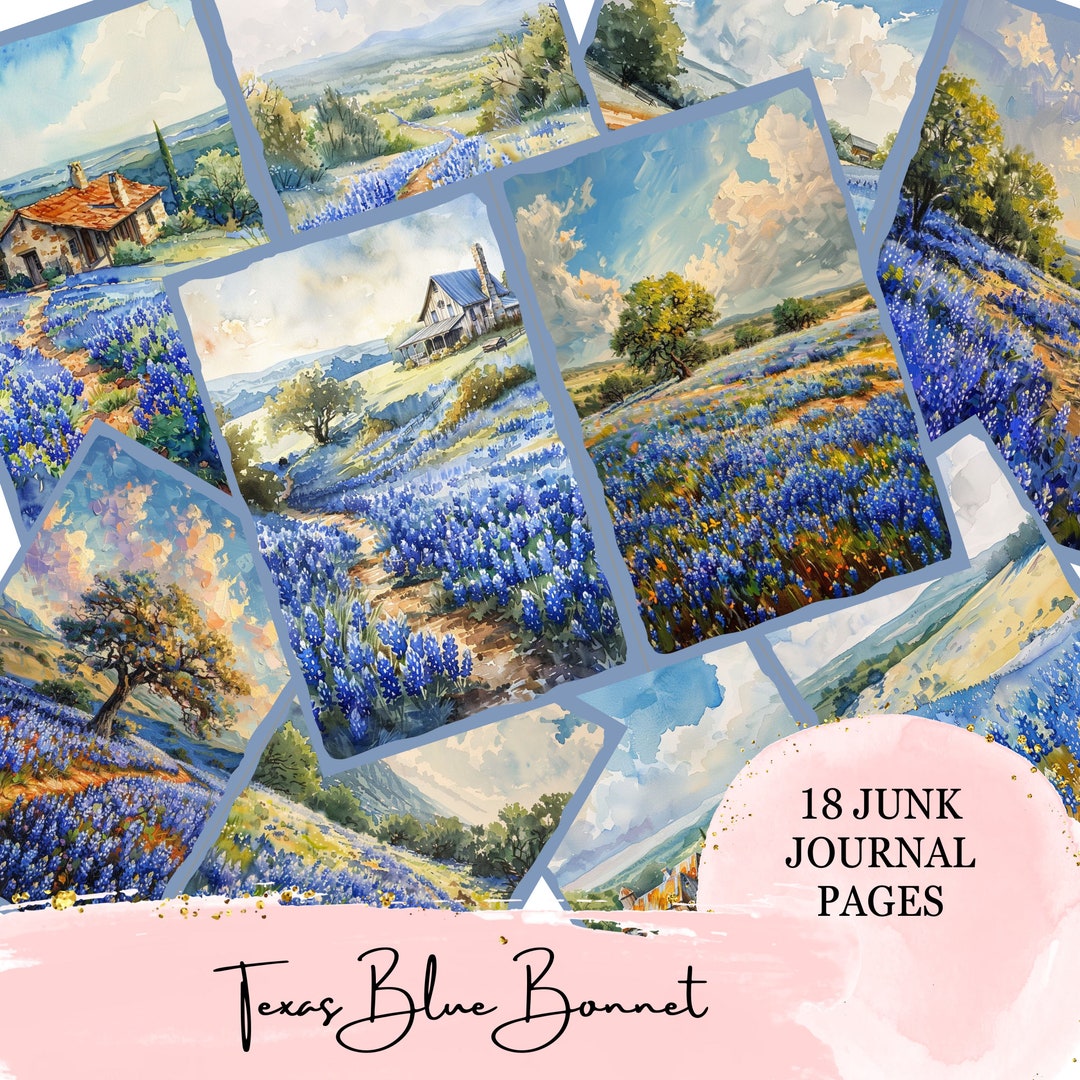 Texas Bluebonnet Flowers / Blue Bonnets Junk Journal Pages / State ...