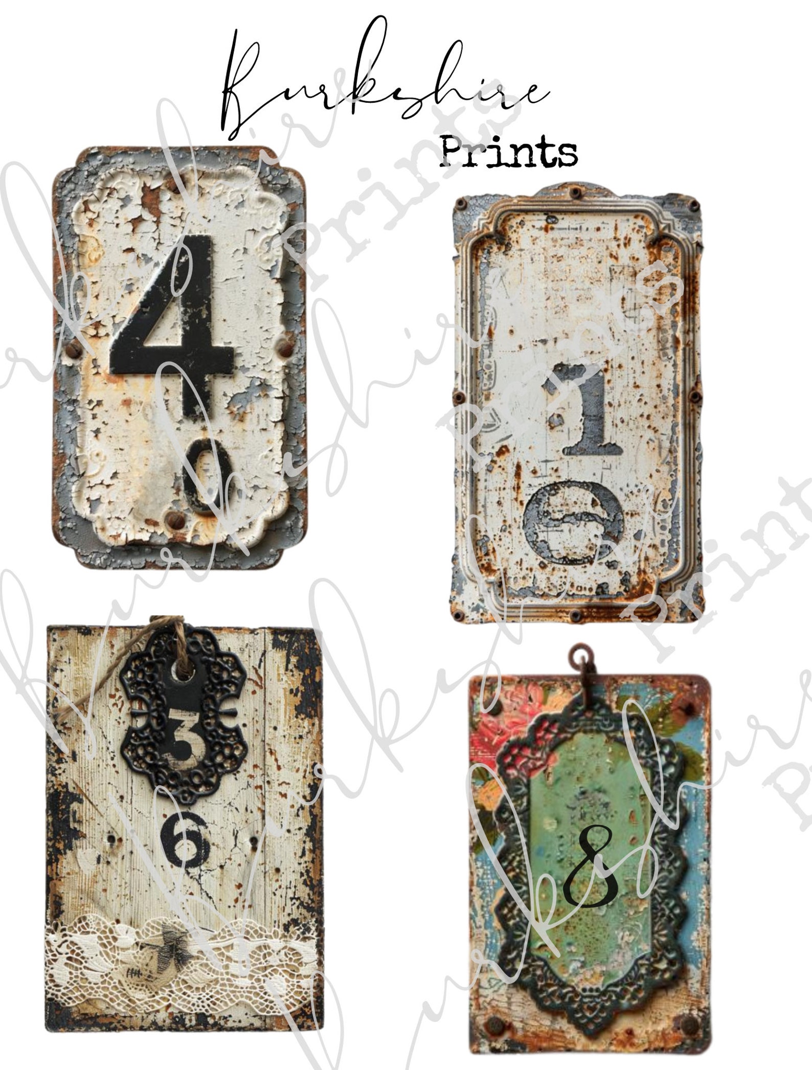 Industrial Grunge Steampunk Tags / Fussy Cut Number Tags / Ephemera ...