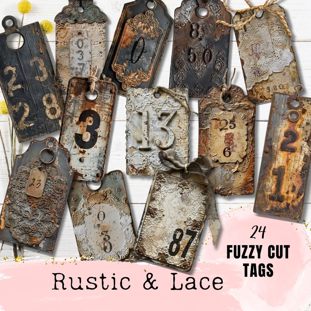 Industrial Grunge Steampunk Tags / Fussy Cut Number Tags / Ephemera ...